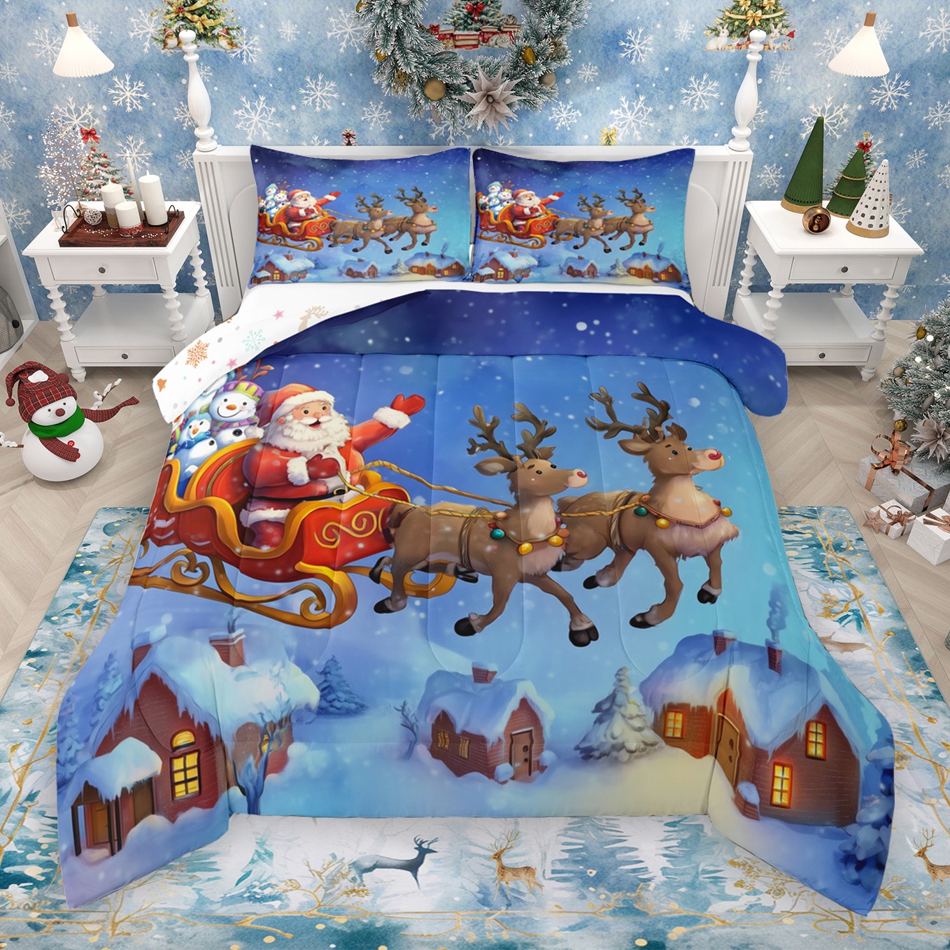 Castle Fairy 2-Piece Twin Size Comforter Set, Santa and Deer Christmas ...