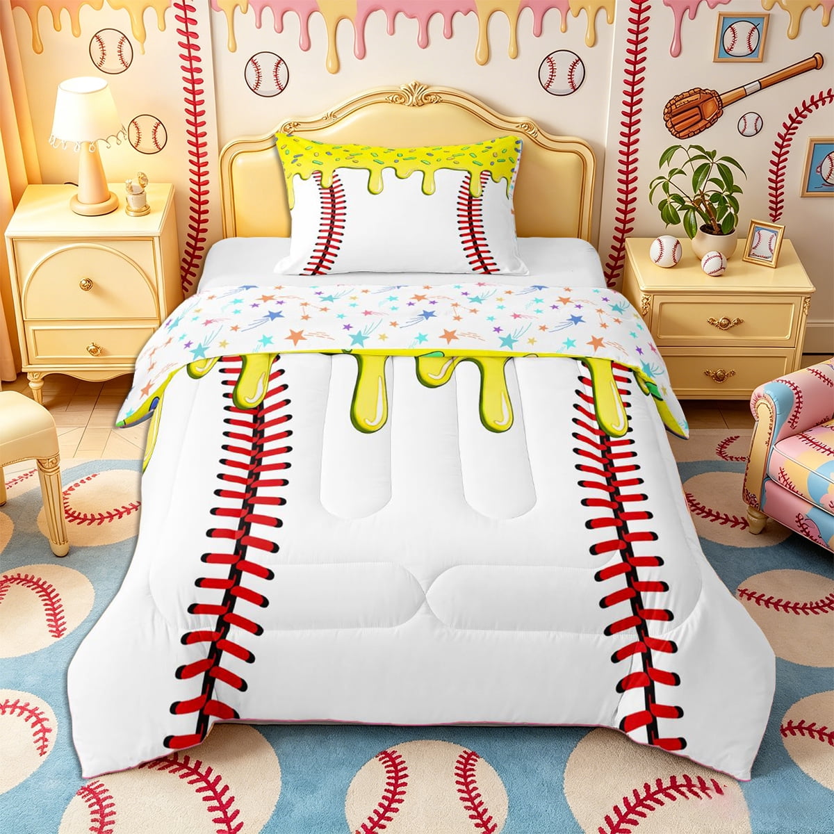 Castle Fairy Yellow Ice Cream Drip Twin Comforter Sets 2pcs, Sport ...