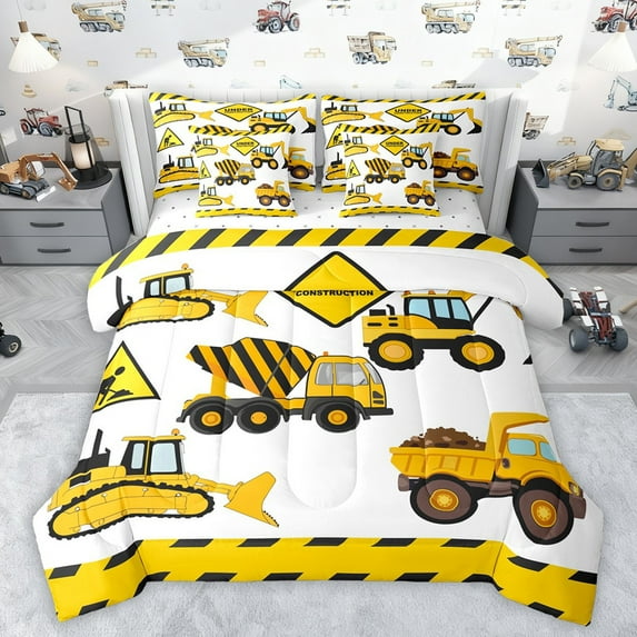 Castle Fairy Yellow Truck Bedding Comforter Set 7pcs for Boys Girls ...