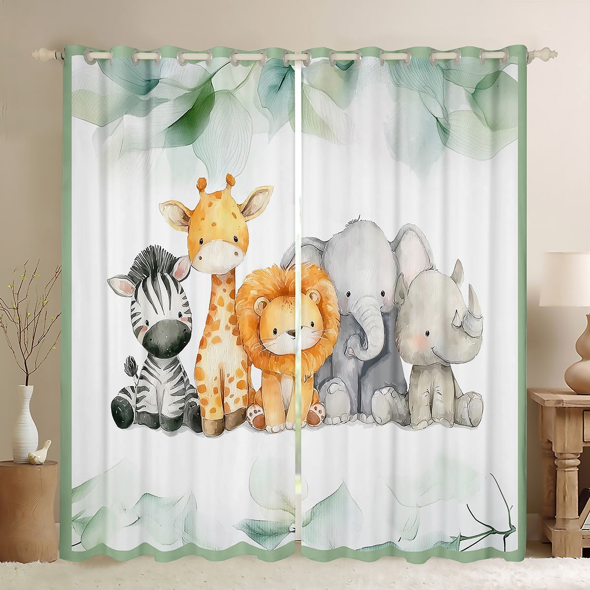 Castle Fairy Zebra Giraffe Lion Curtains Pack of 2 (42x84 Each) for ...