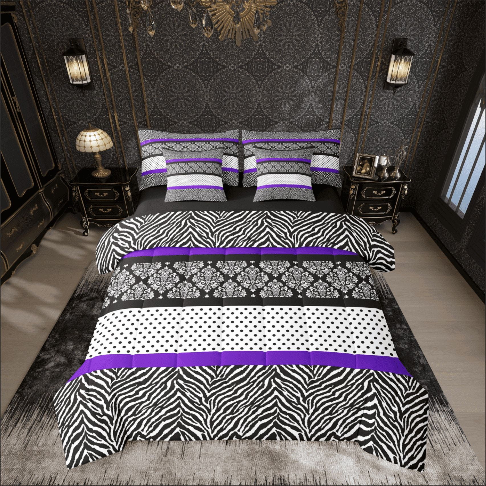 Castle Fairy Zebra Print 7pcs Bedding Comforter Set,Polka Dots Queen ...