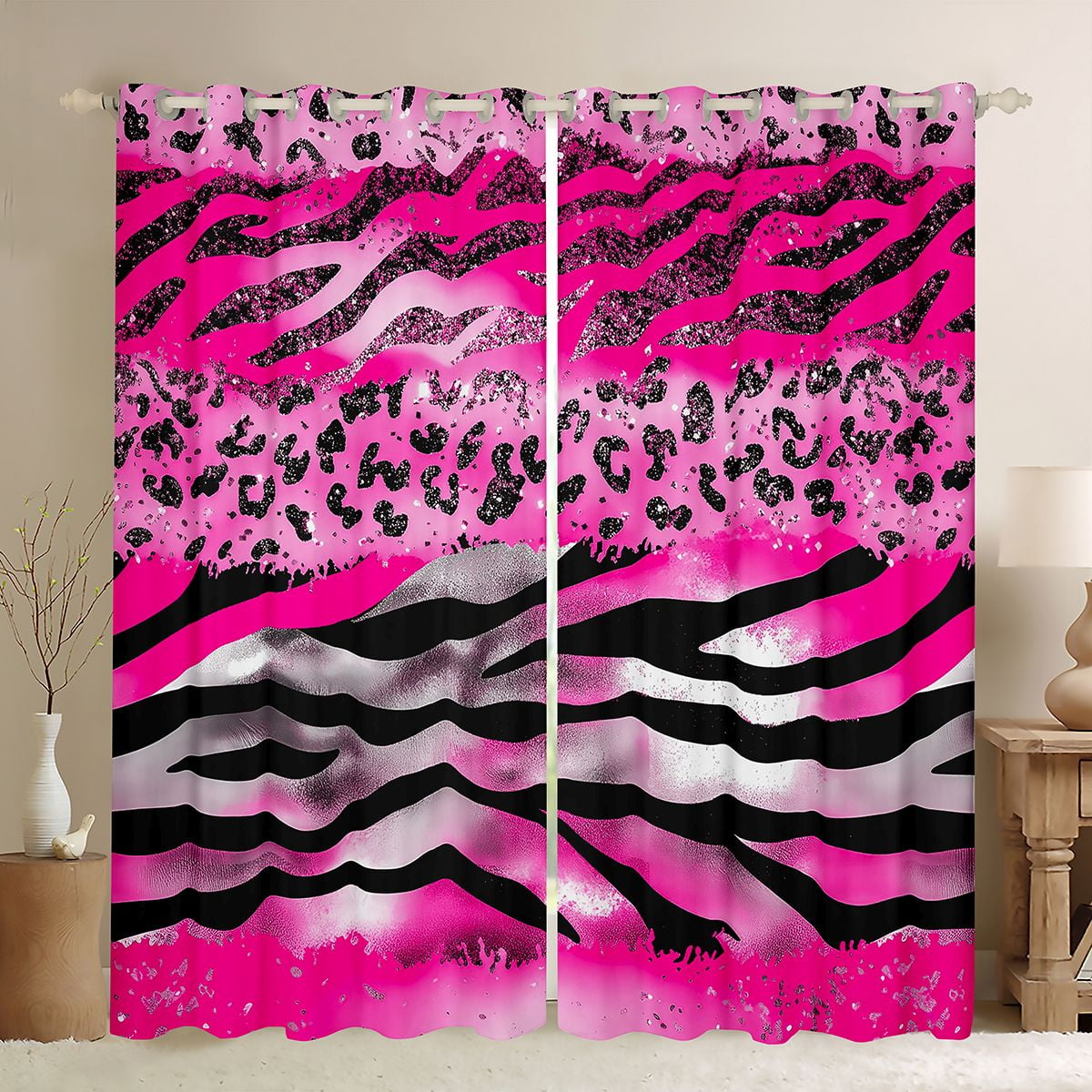 Castle Fairy Zebra Print Black Out Curtains,Animal Leopard Curtains ...