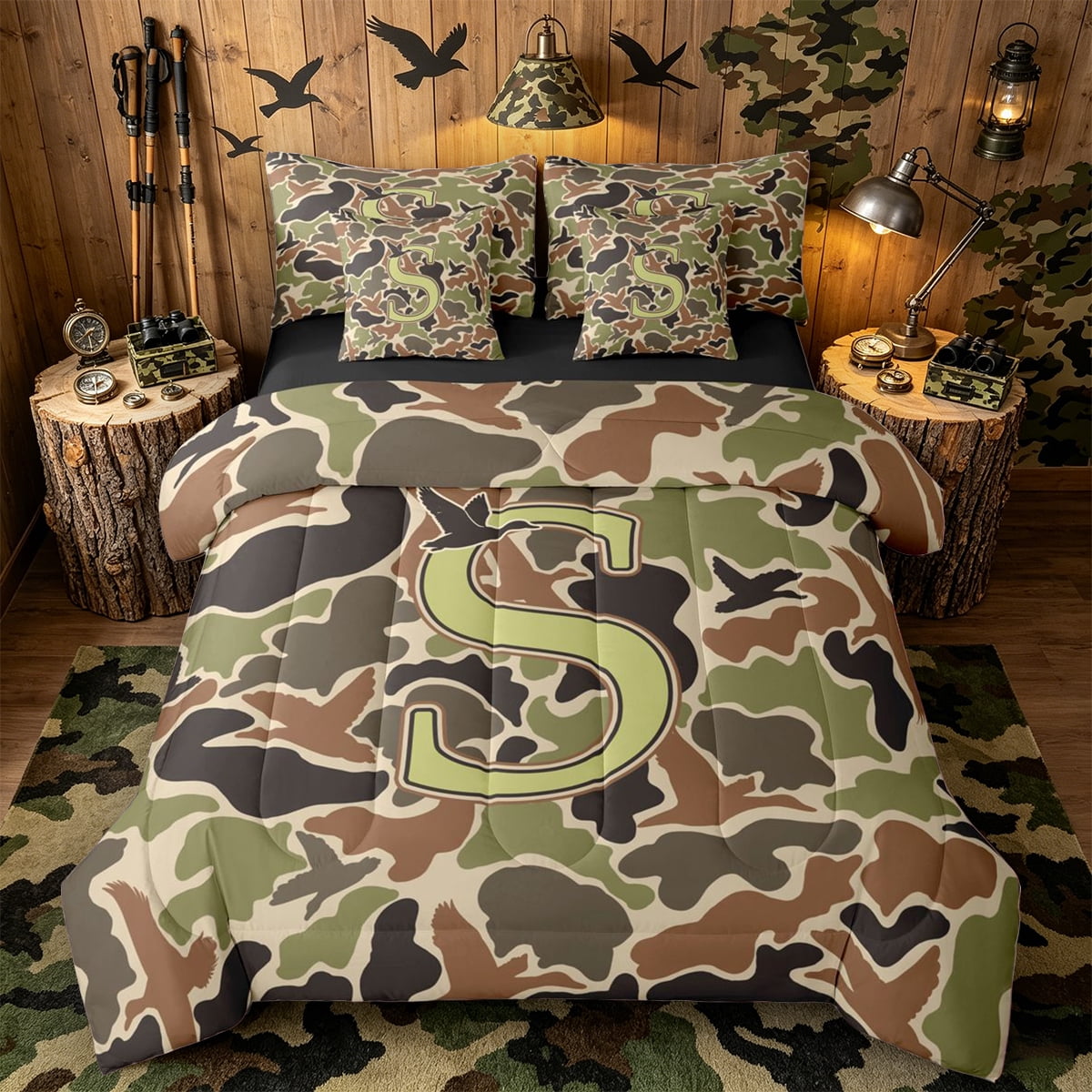 Castle Fairy Camo Duck Letter S Bedding Comforter Set 7pcs for Men ...