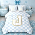 Castle Fairy Gold Glitter Checkered Letter J Bedding Comforter Set 7 ...