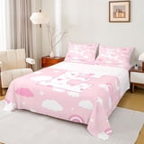 Castle Fairy Pink Rainbow Letter E Queen Sheet Sets 4 Pieces for Girls ...