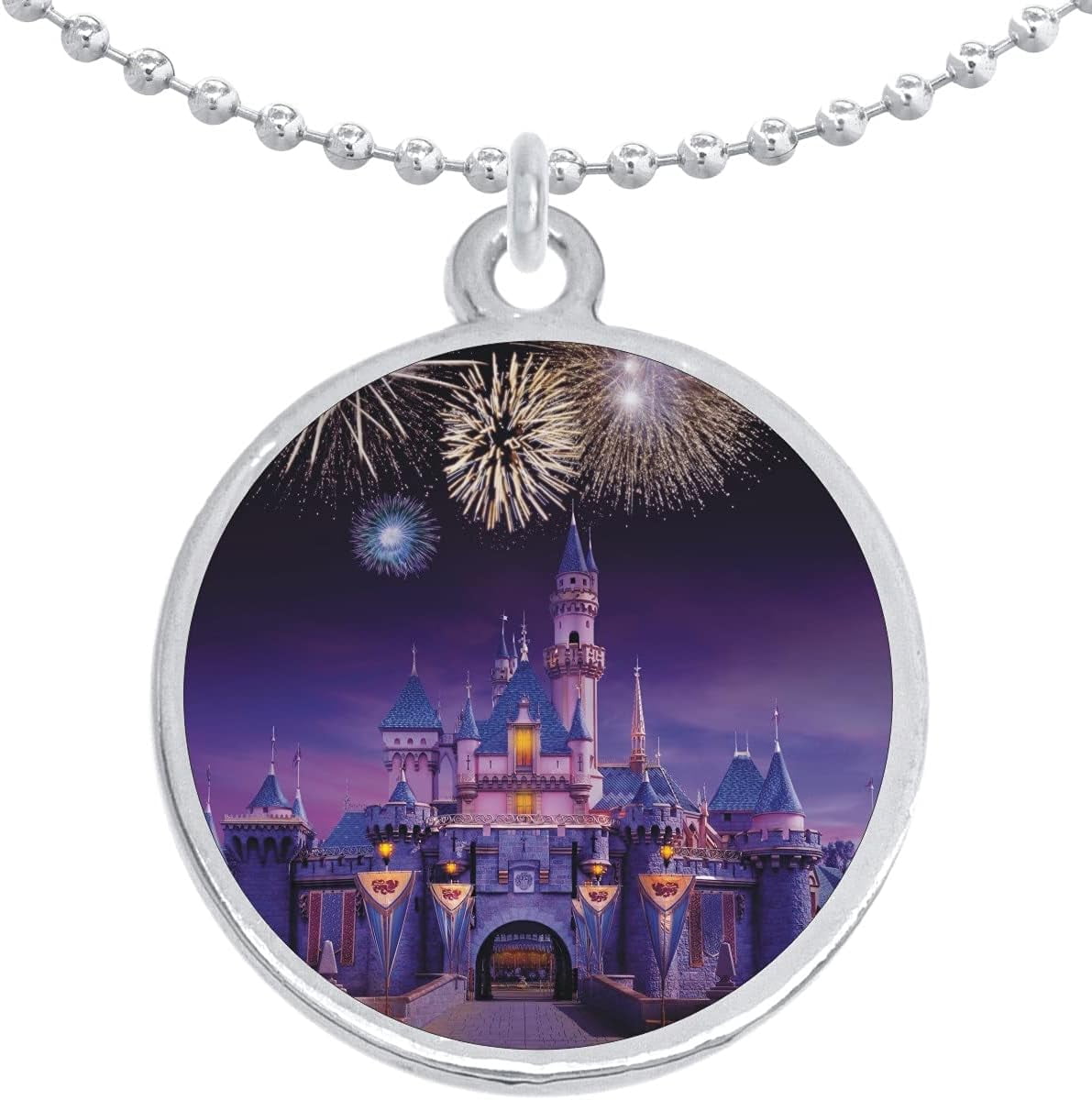 Castle Fireworks Magic Round Pendant Necklace[g937] - Walmart.com