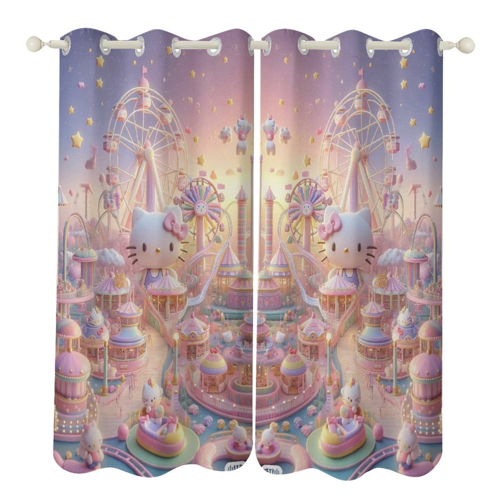 Castle Hello Kitty Kids Curtains 52 X 84 Inch,Cartoon Blackout Curtains ...