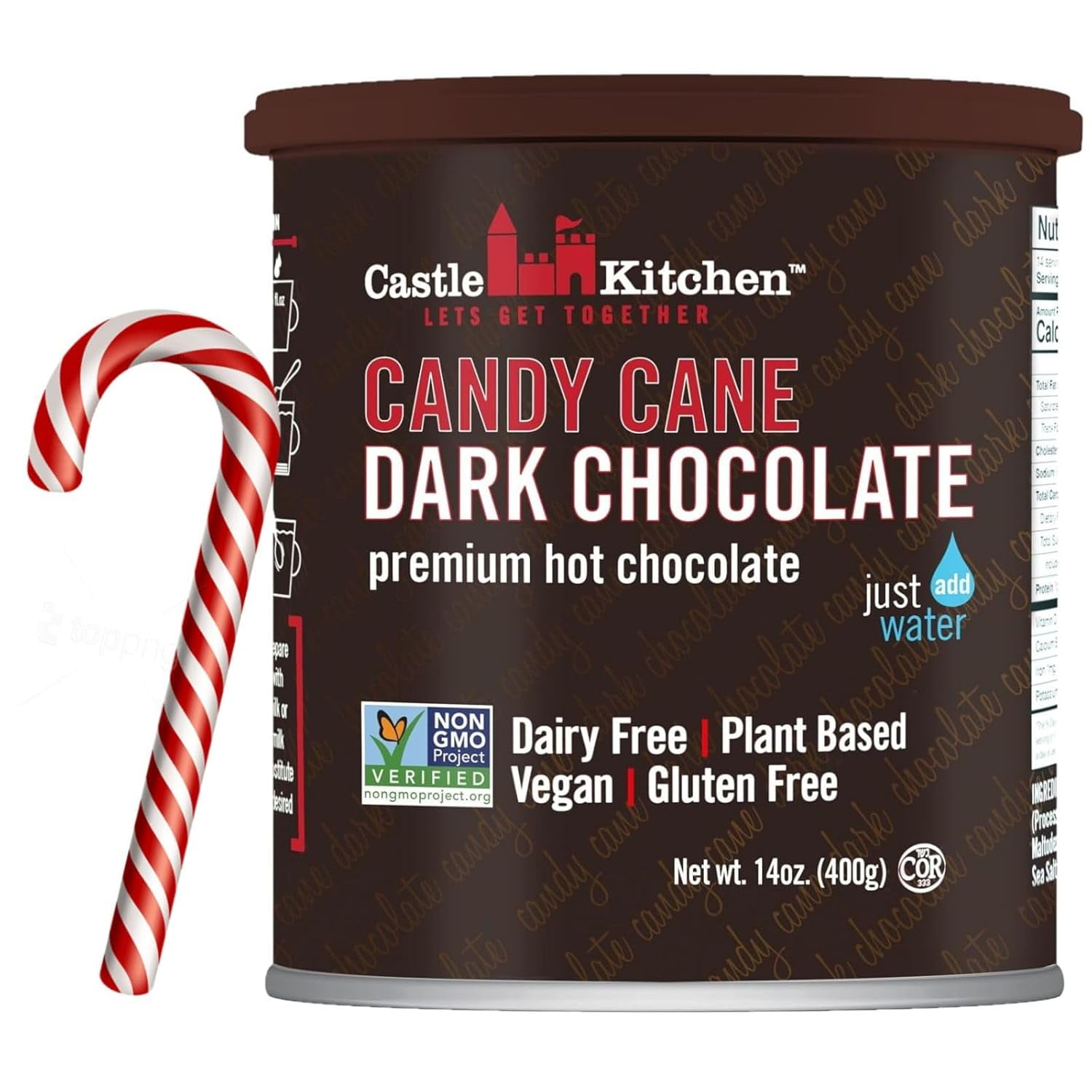 Castle Kitchen Candy cane Hot Chocolate (14 oz)-Dairy Free, Vegan Hot ...