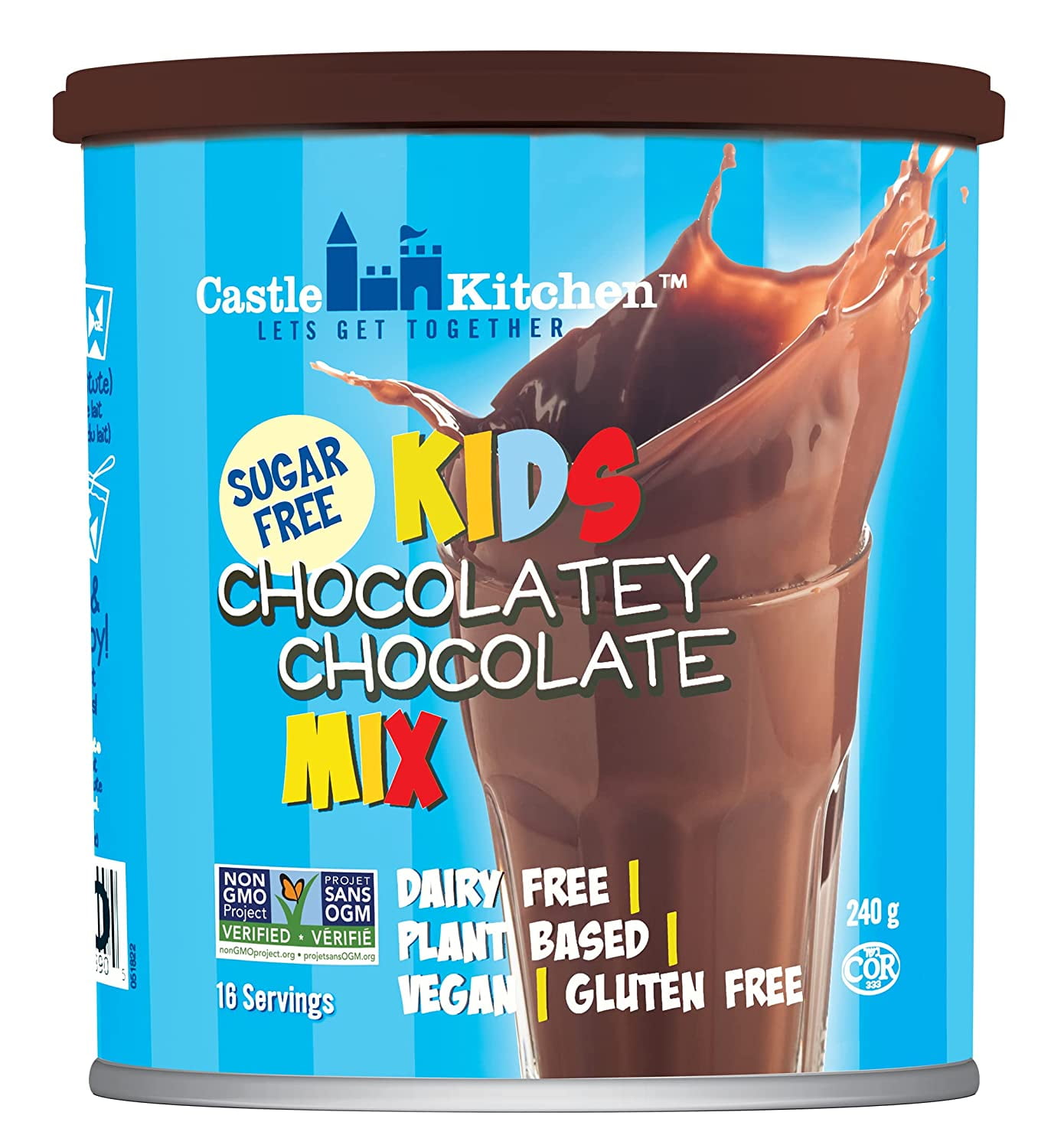 Castle Kitchen Sugar Free Kids Dark Chocolate Milk Mix (8oz, 16 ...
