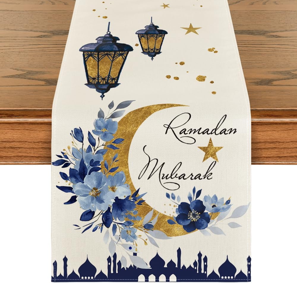 Castle Lantern Flower Ramadan Table Runner, Seasonal Kitchen Dining ...