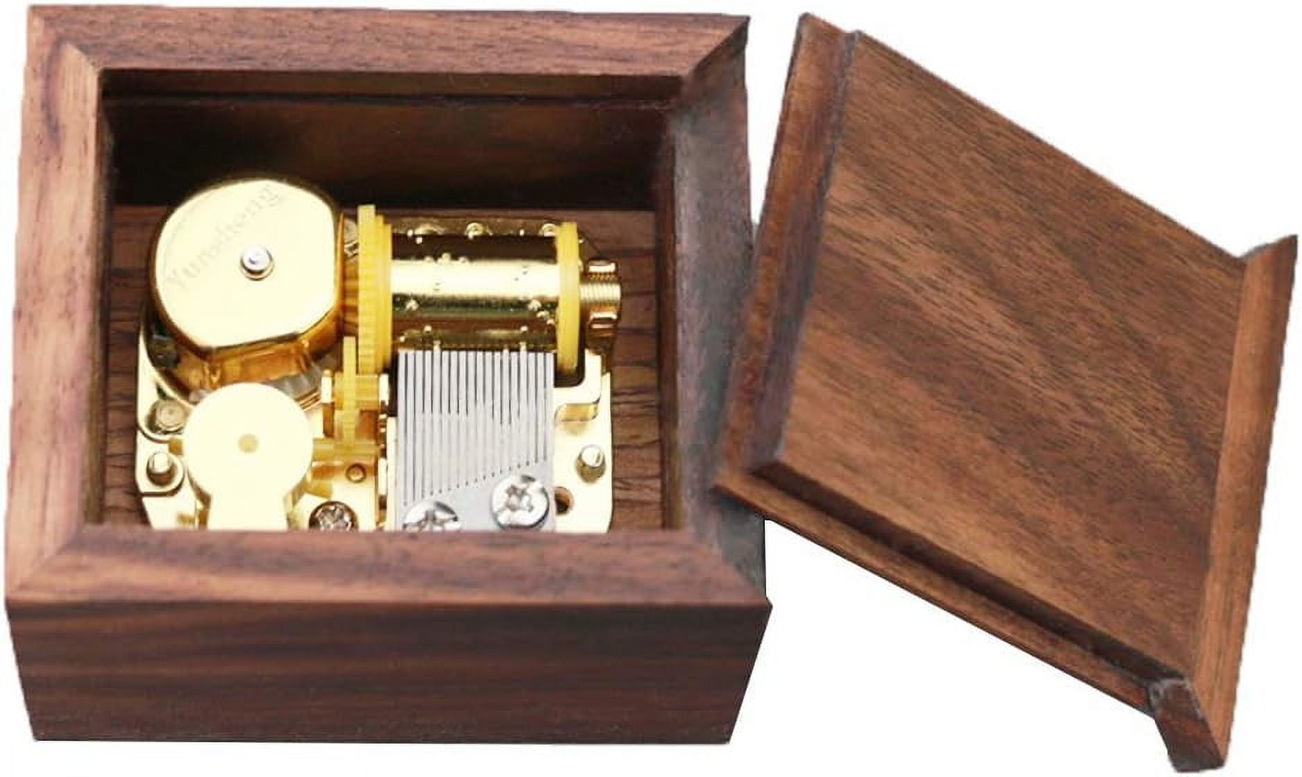 Castle Music Box Drawer Type Windup Walnut Wood Musical Box Christmax ...