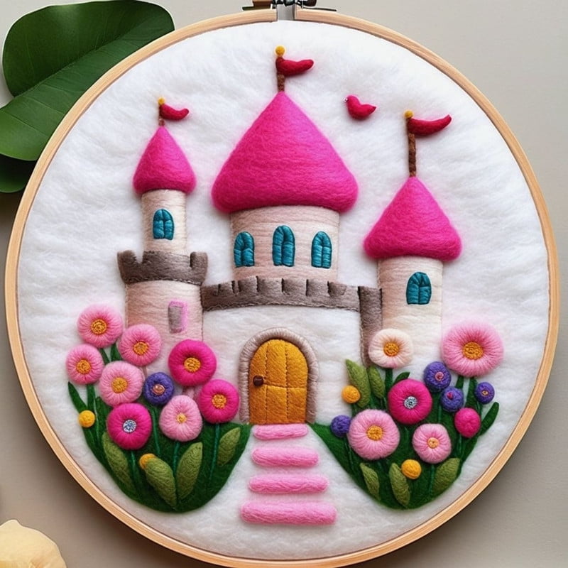 Castle Needle Felting Set, Beginner Felt Painting Set, With Wool Felt ...