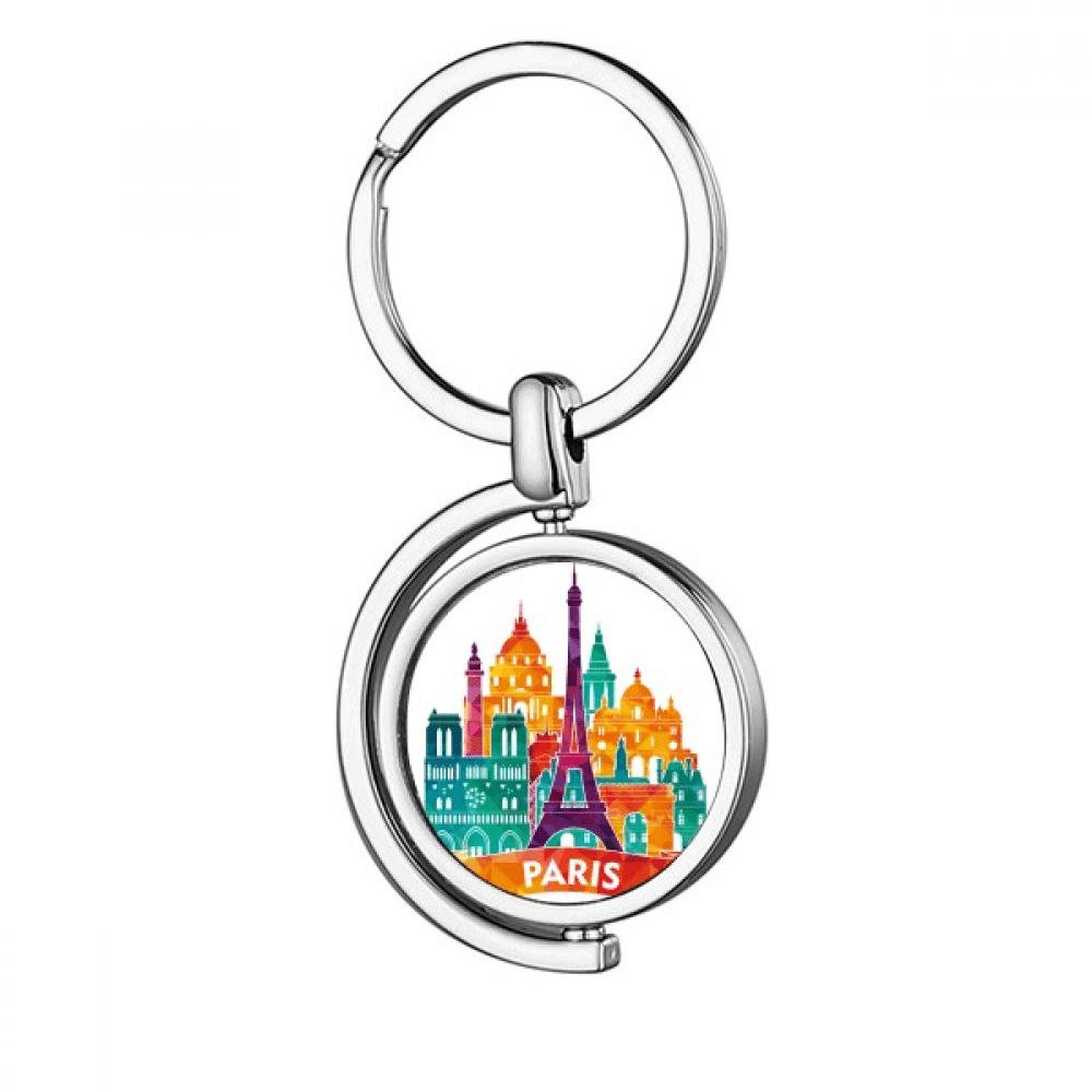 Castle Paris France Eiffel Tower Rotating Keychain Metal Keyring Holder ...