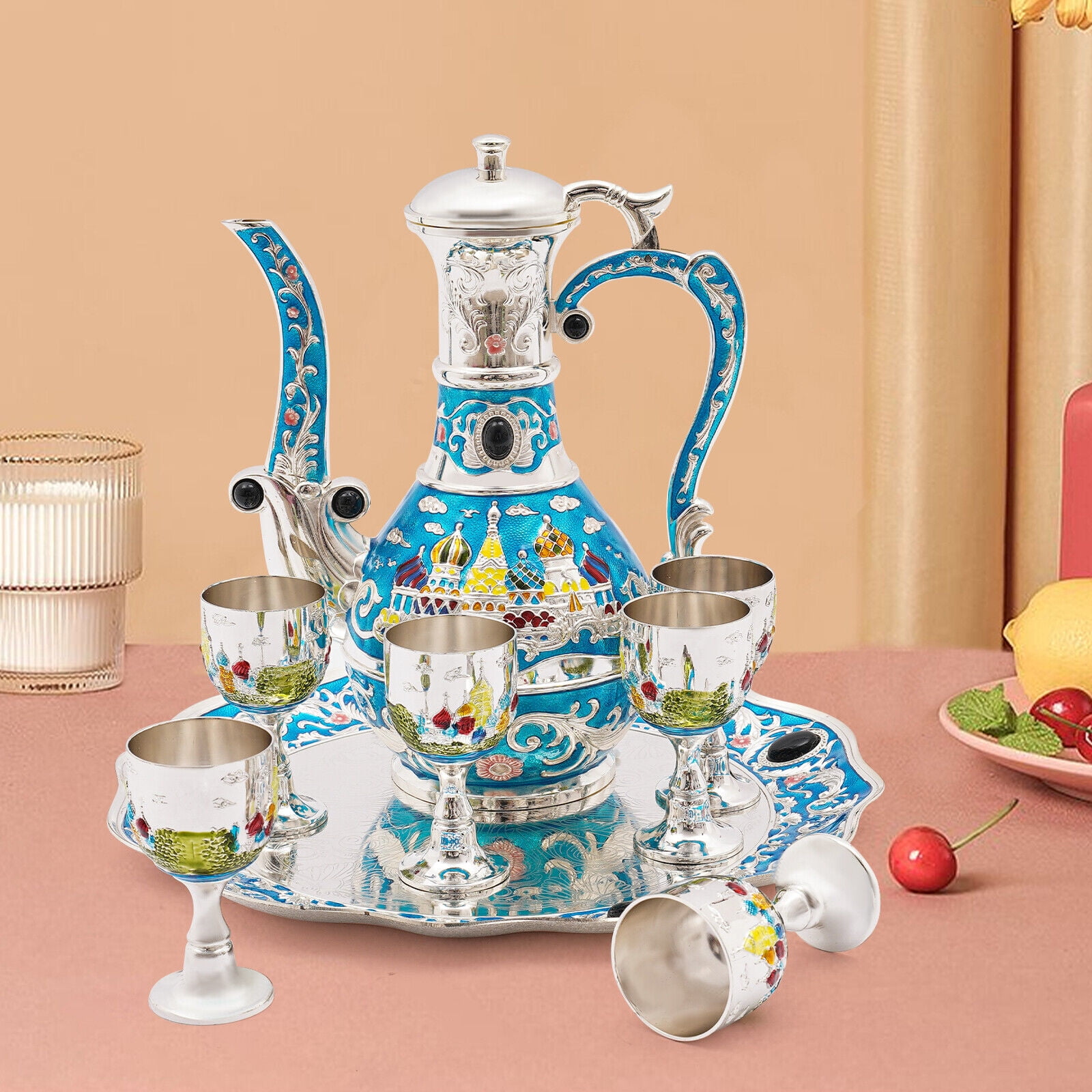 Castle Pattern Tea Set (Wine Set A Pot of 6 Cups) Handicraft Teapot and ...