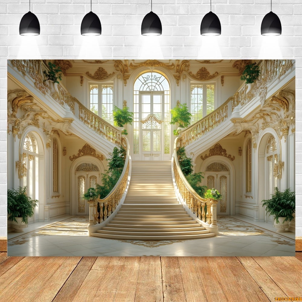 Castle Photography Background Spiral Stairs Interior Birthday Party ...