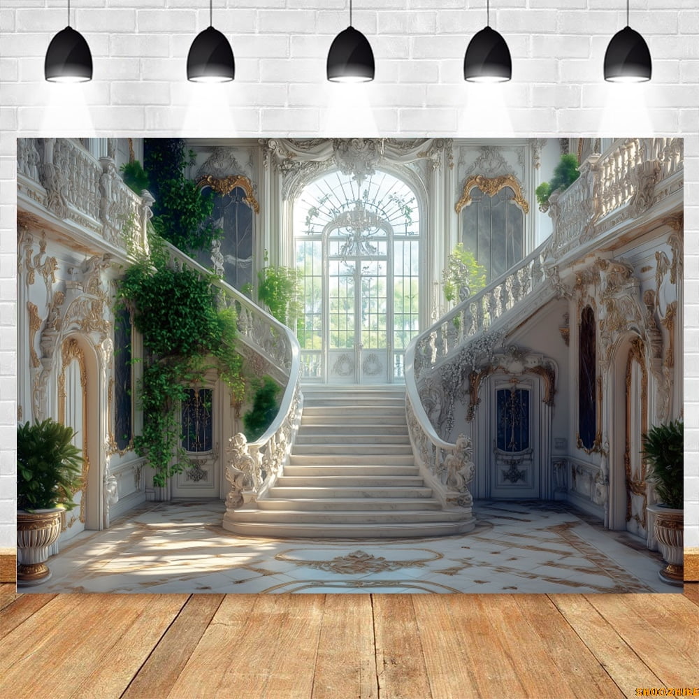 Castle Photography Background Spiral Stairs Interior Birthday Party ...