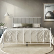 Castle Place Modern Geometric Slat Full Size Metal Platform Bed, Brown ...