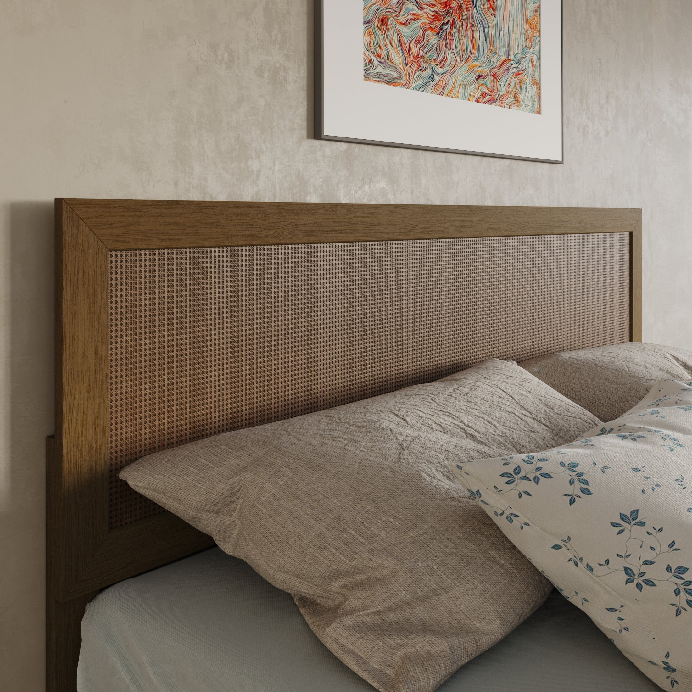 Castle Place Classic Rattan King Wooden Headboard, Walnut - Walmart.com