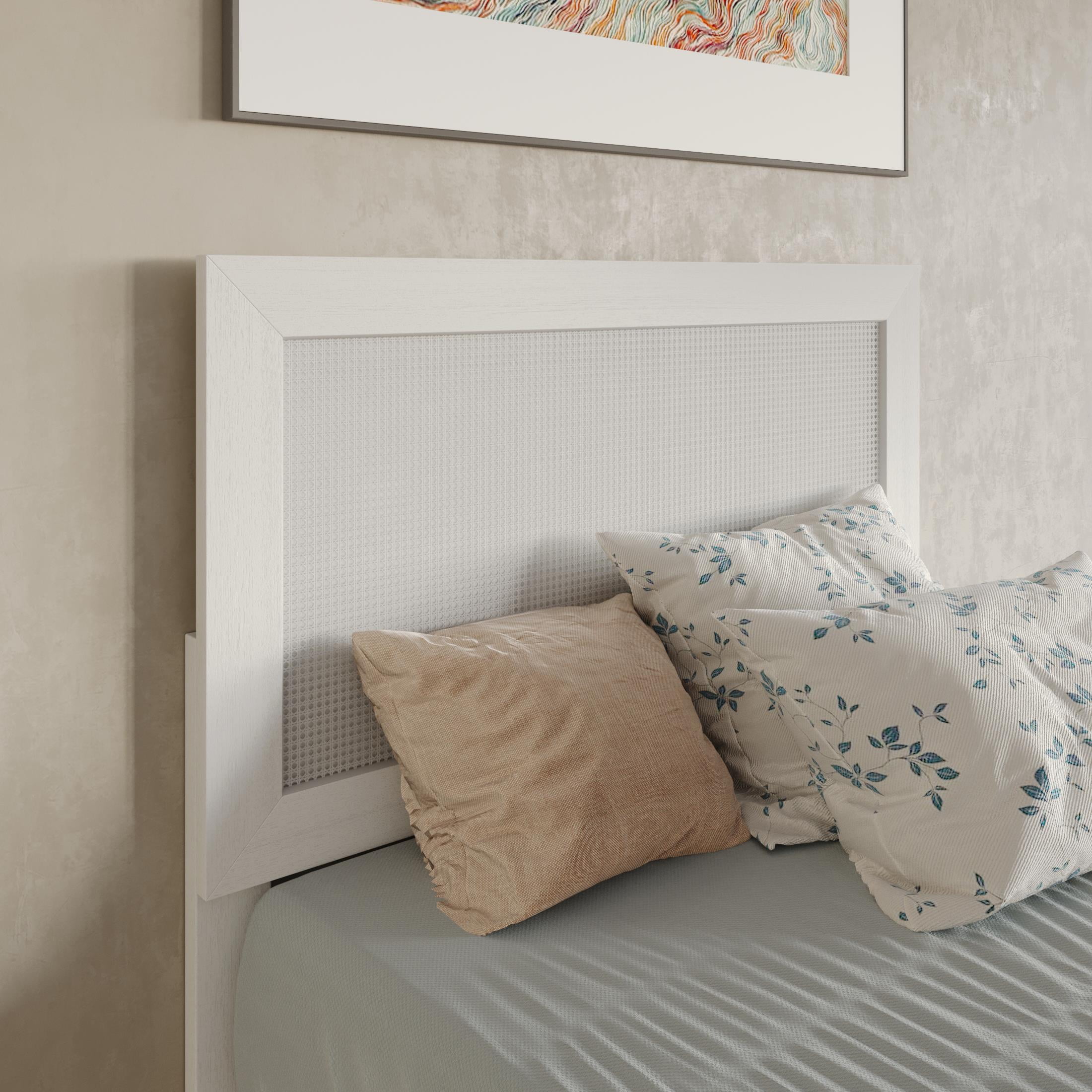 Castle Place Classic Rattan Twin Wooden Headboard, White - Walmart.com