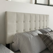 Castle Place Upholstered Button Tufted Linen Headboard, Black, King ...