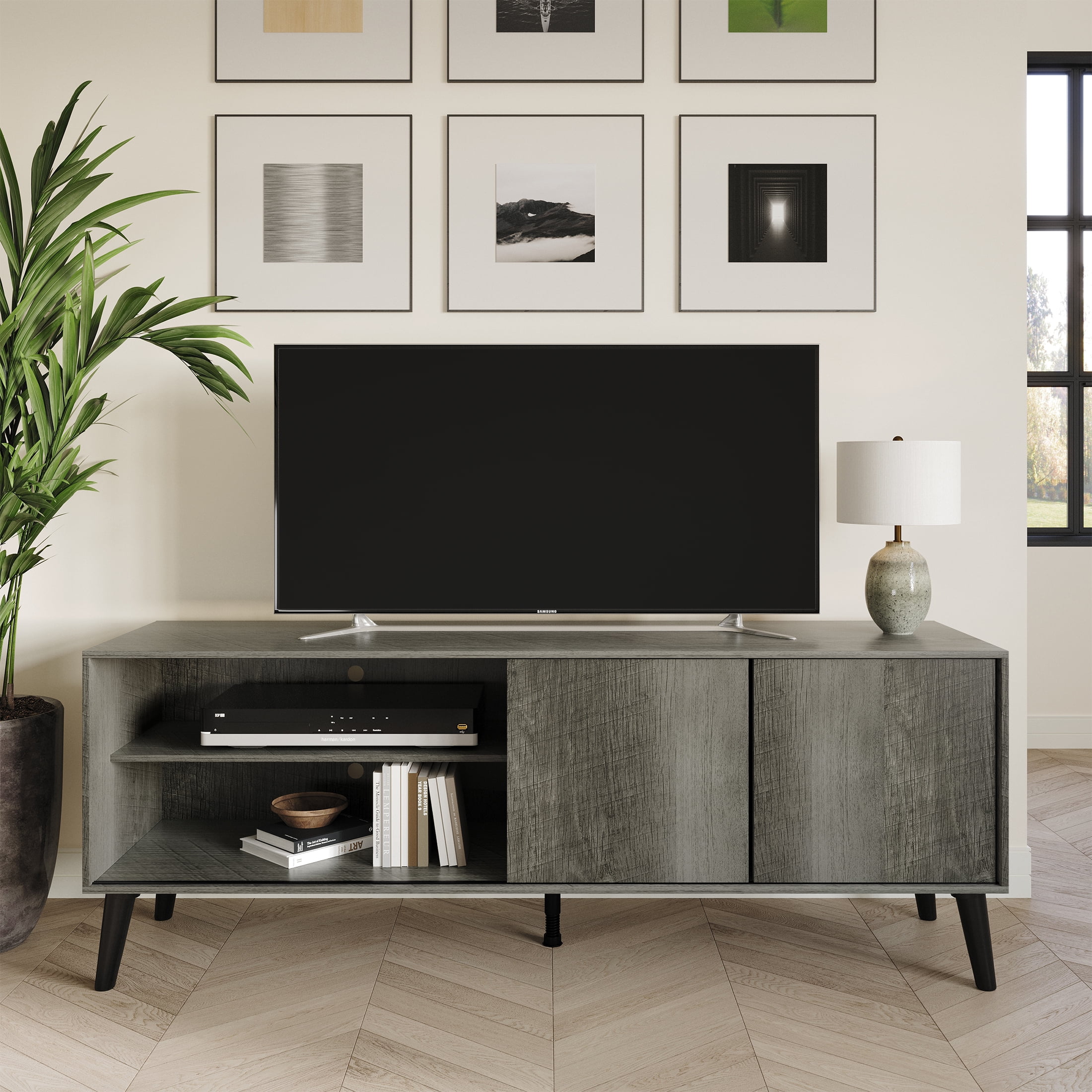 CASTLE PLACE TV Stand Console for TVs up to 65 Inch Grey Minimalist ...