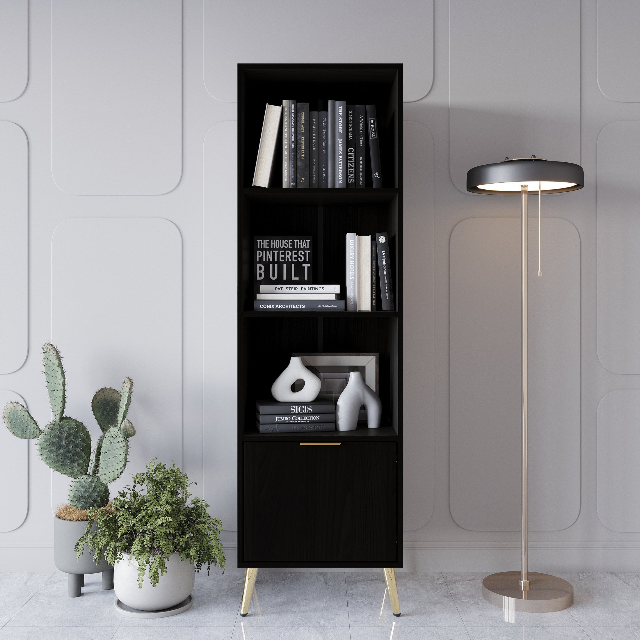 Castle Place Contemporary 4 Shelf Bookcase - Black - Walmart.com
