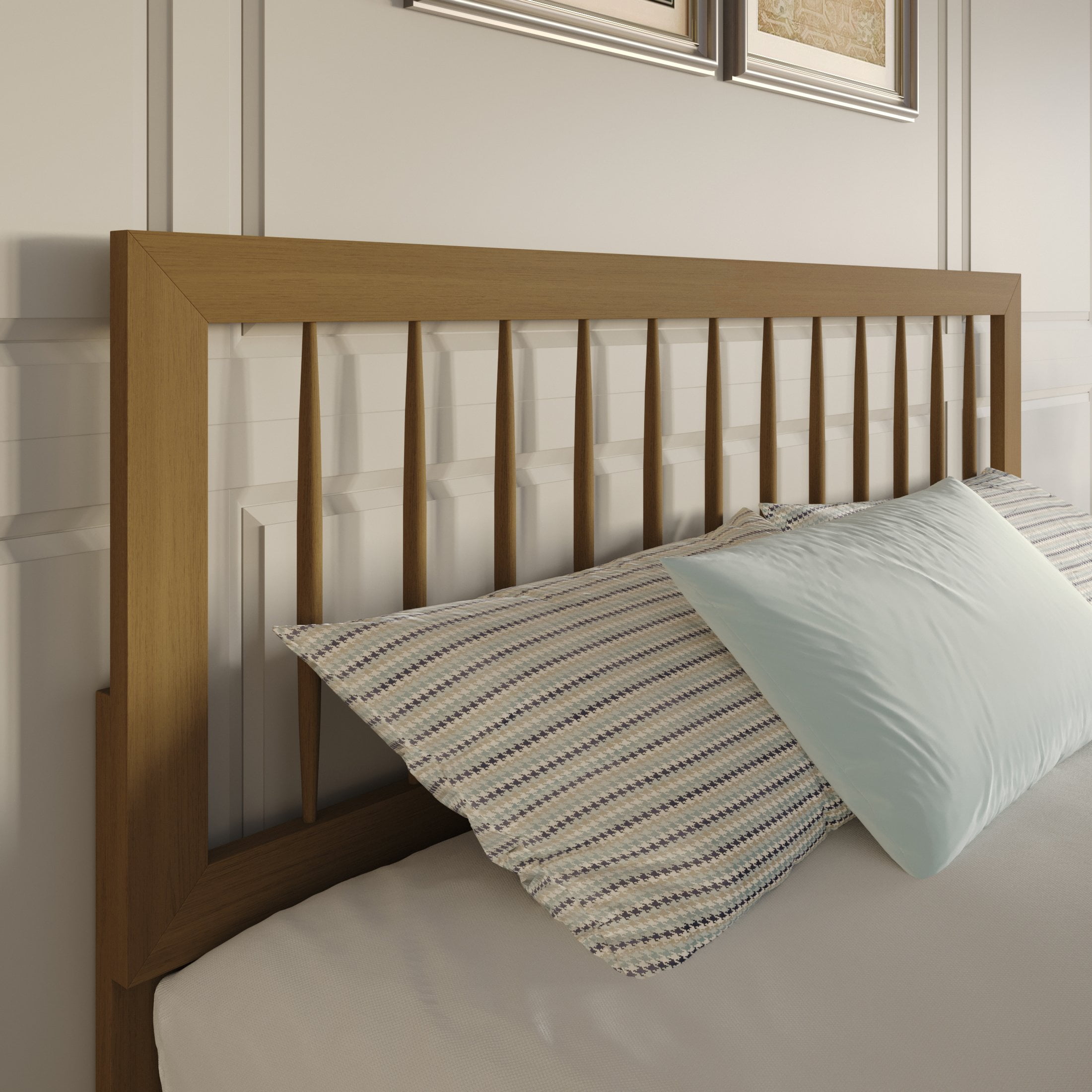 Castle Place Contemporary Full/Queen Wooden Spindle Headboard, Light ...