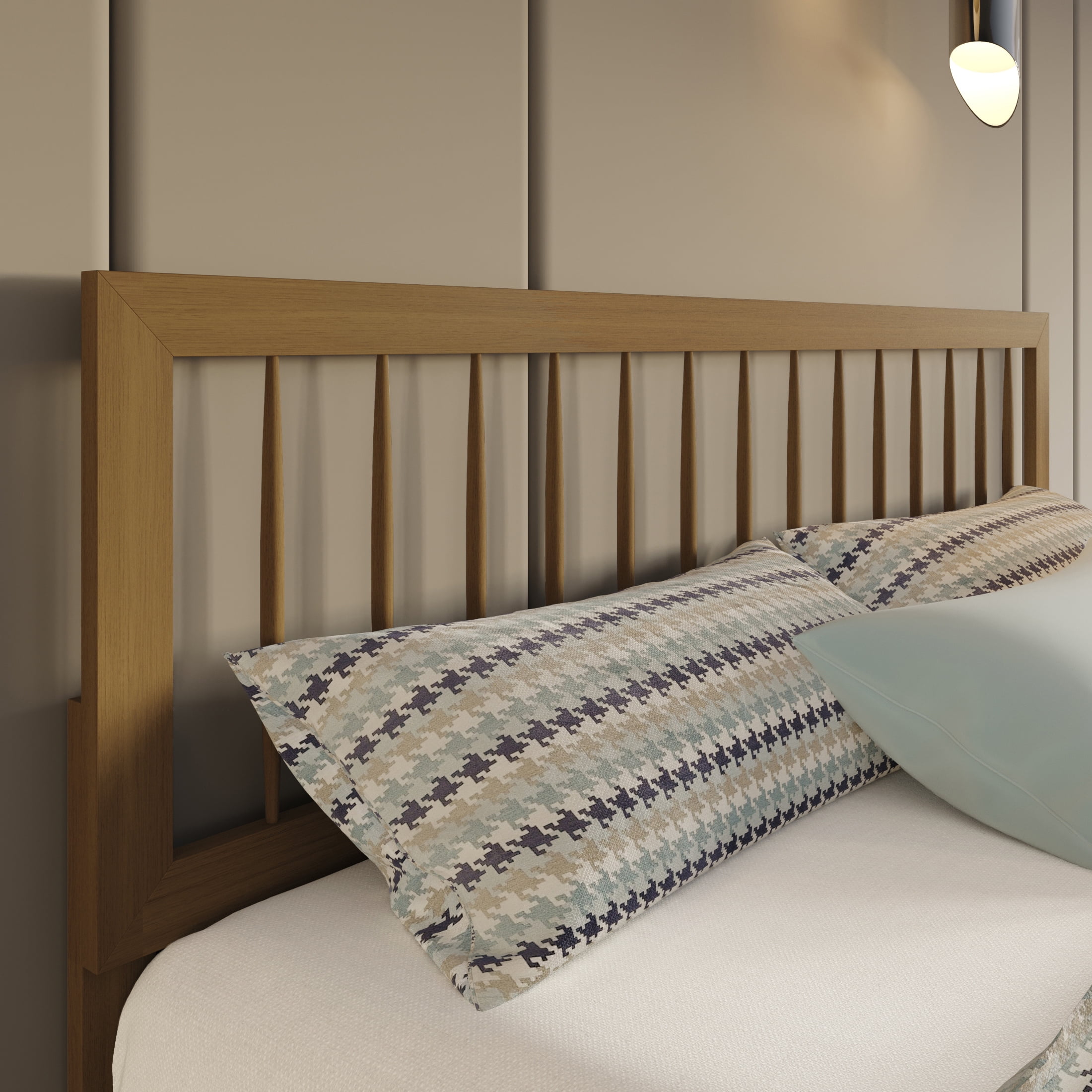 Castle Place King Headboard, Wooden Spindle Design, Light Oak - Walmart.com