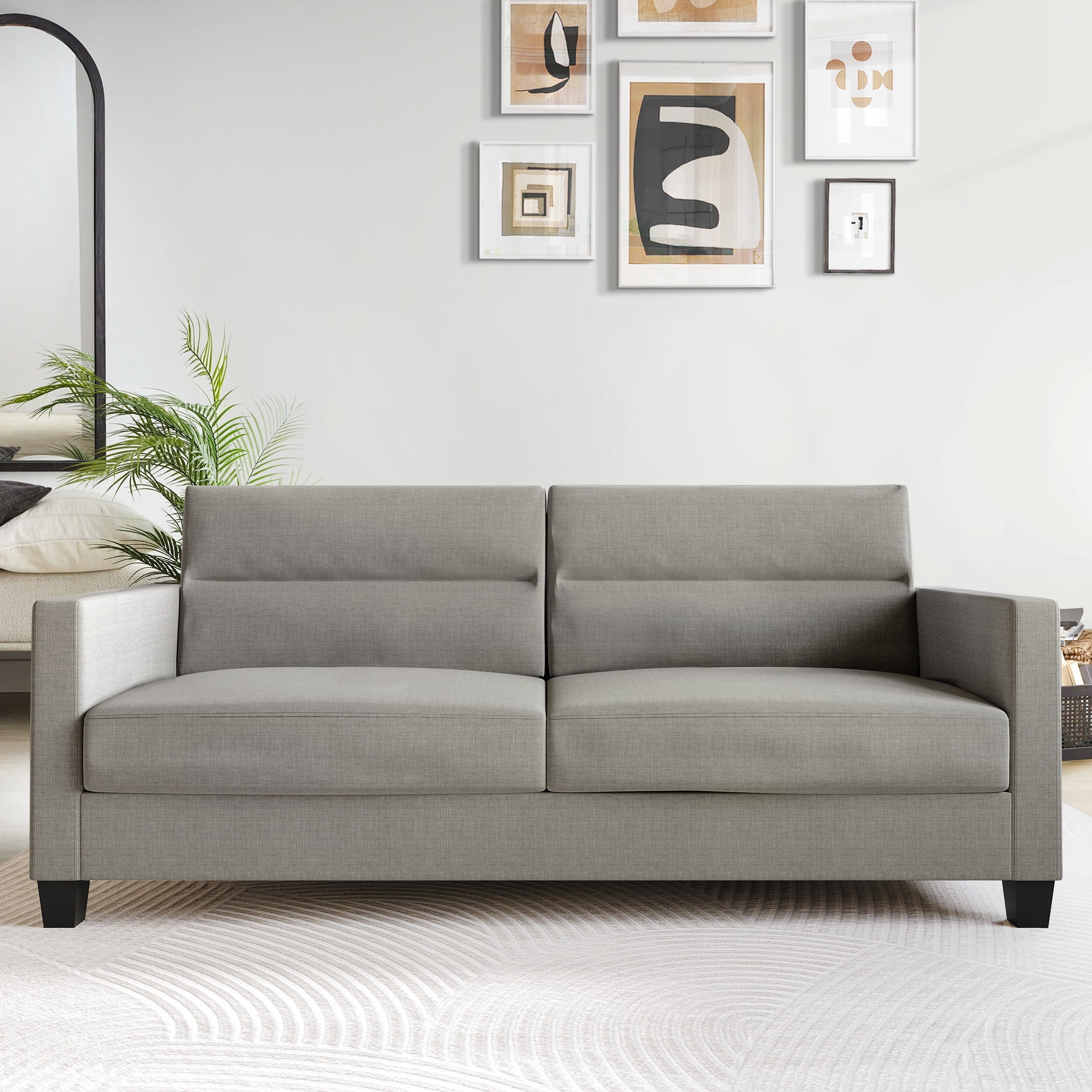 Castle Place Contemporary Linen Upholstered Sofa, Grey - Walmart.com