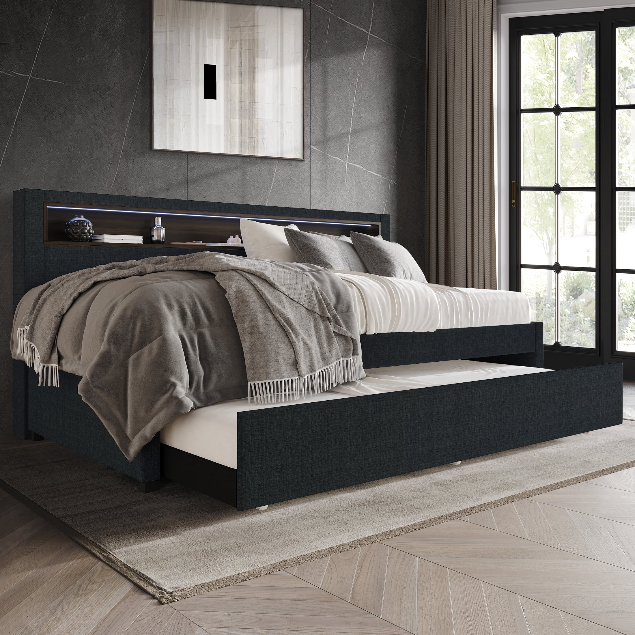 Castle Place Contemporary Twin Daybed with Built-nn LED Lights and ...