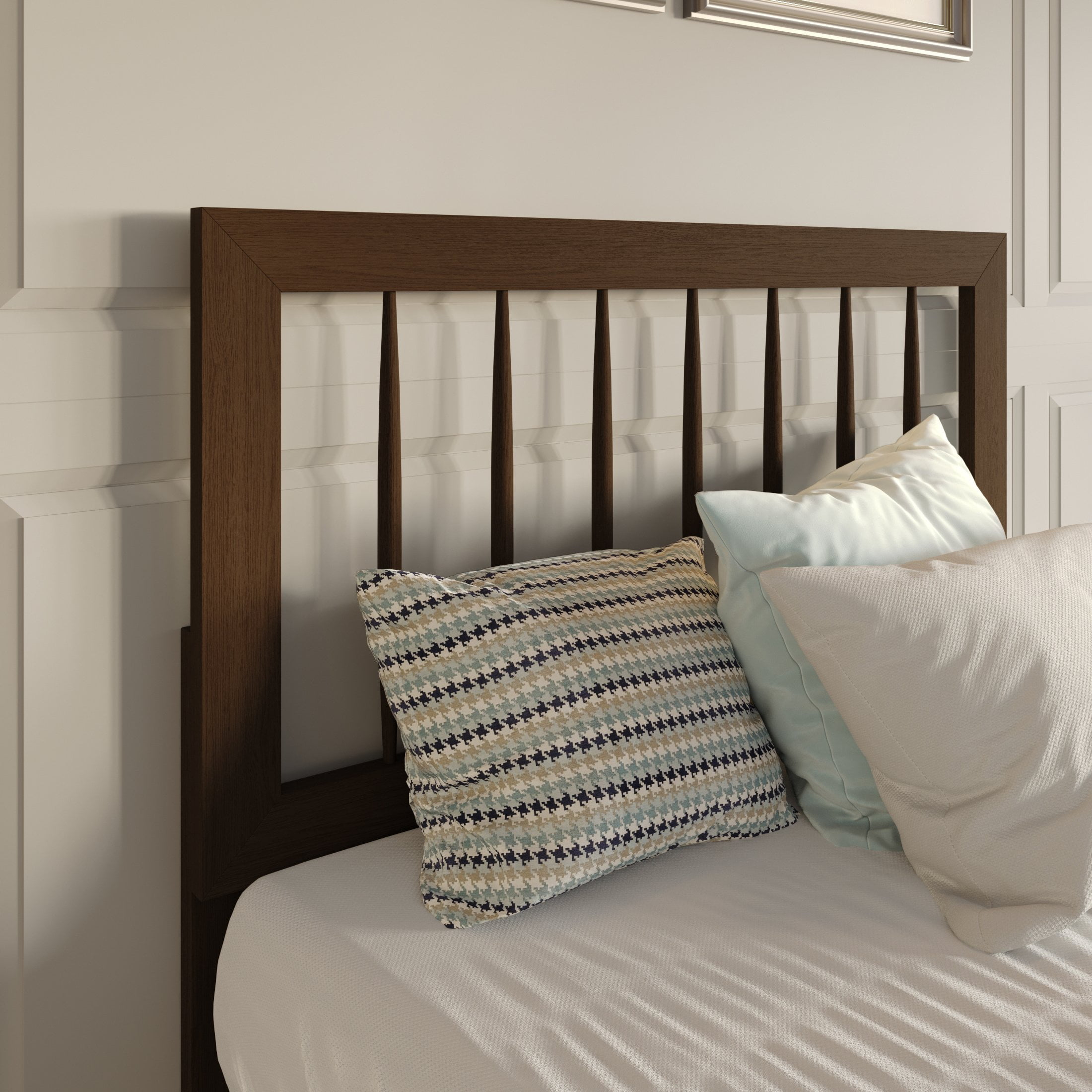Castle Place Contemporary Twin Wooden Spindle Headboard, Walnut ...