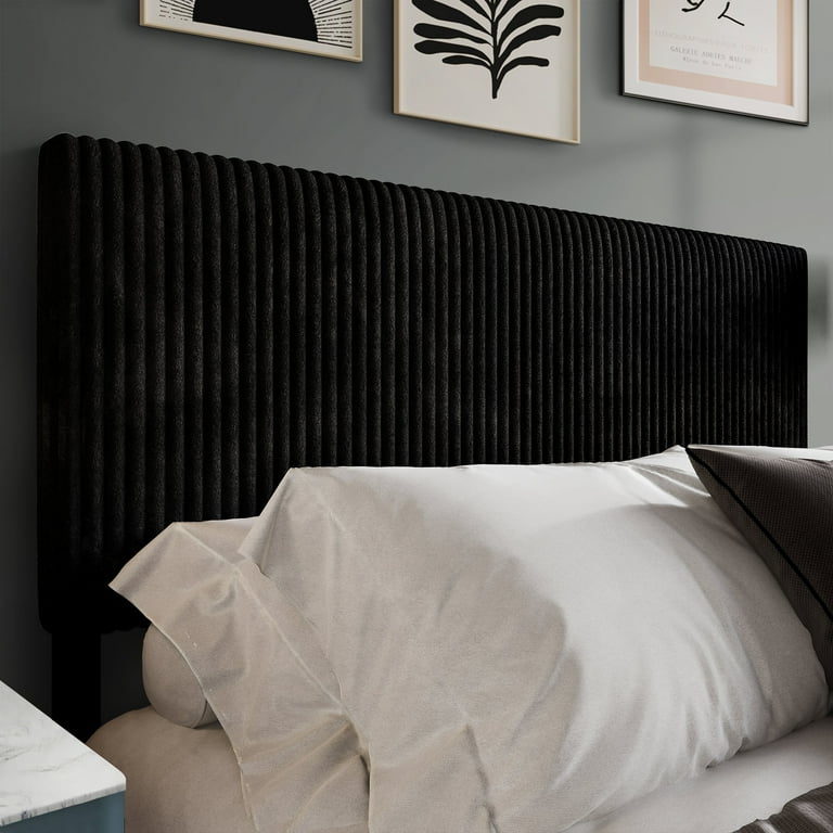 Castle Place Cozy Corduroy Velvet Upholstered Full Headboard Black Walmart