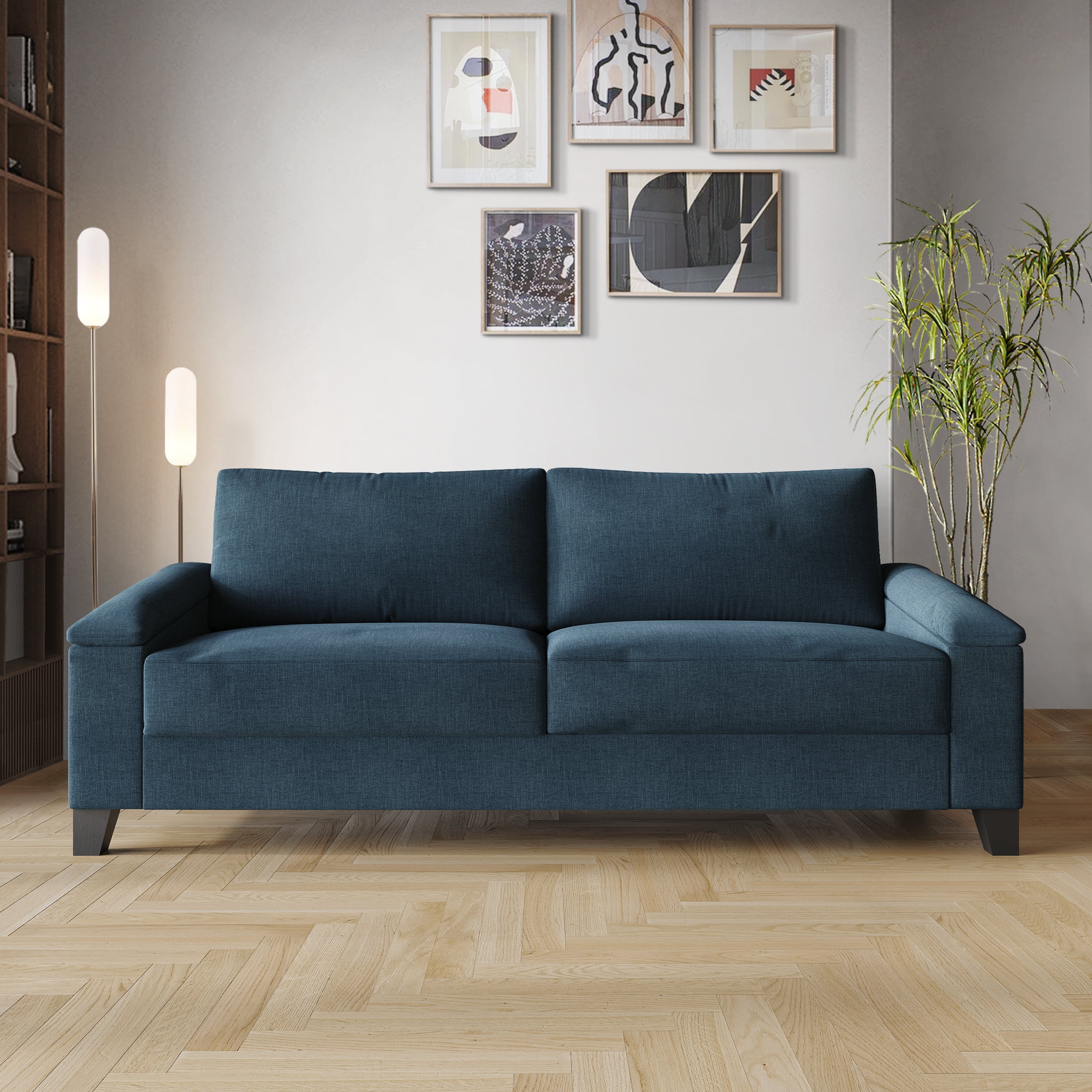 Castle Place Elegance Linen Upholstered Sofa, Blue - Walmart.com