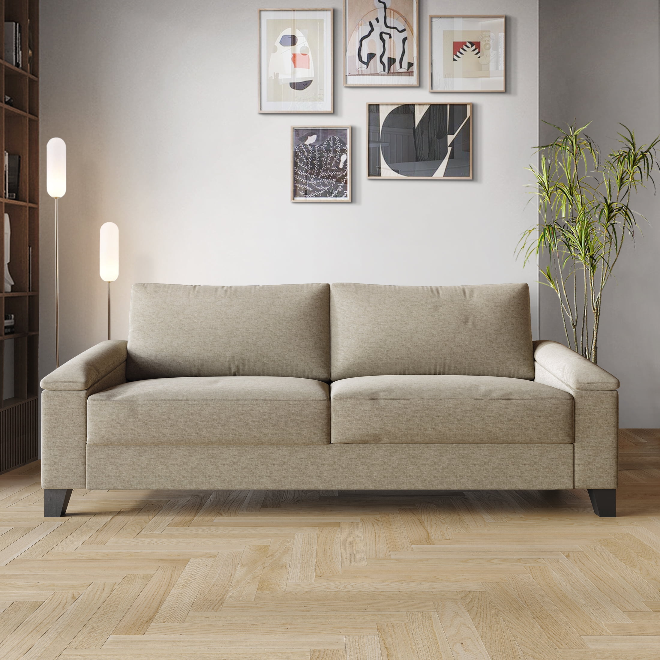 Castle Place Beige Linen Upholstered Sofa - 2.5-Seater - Walmart.com