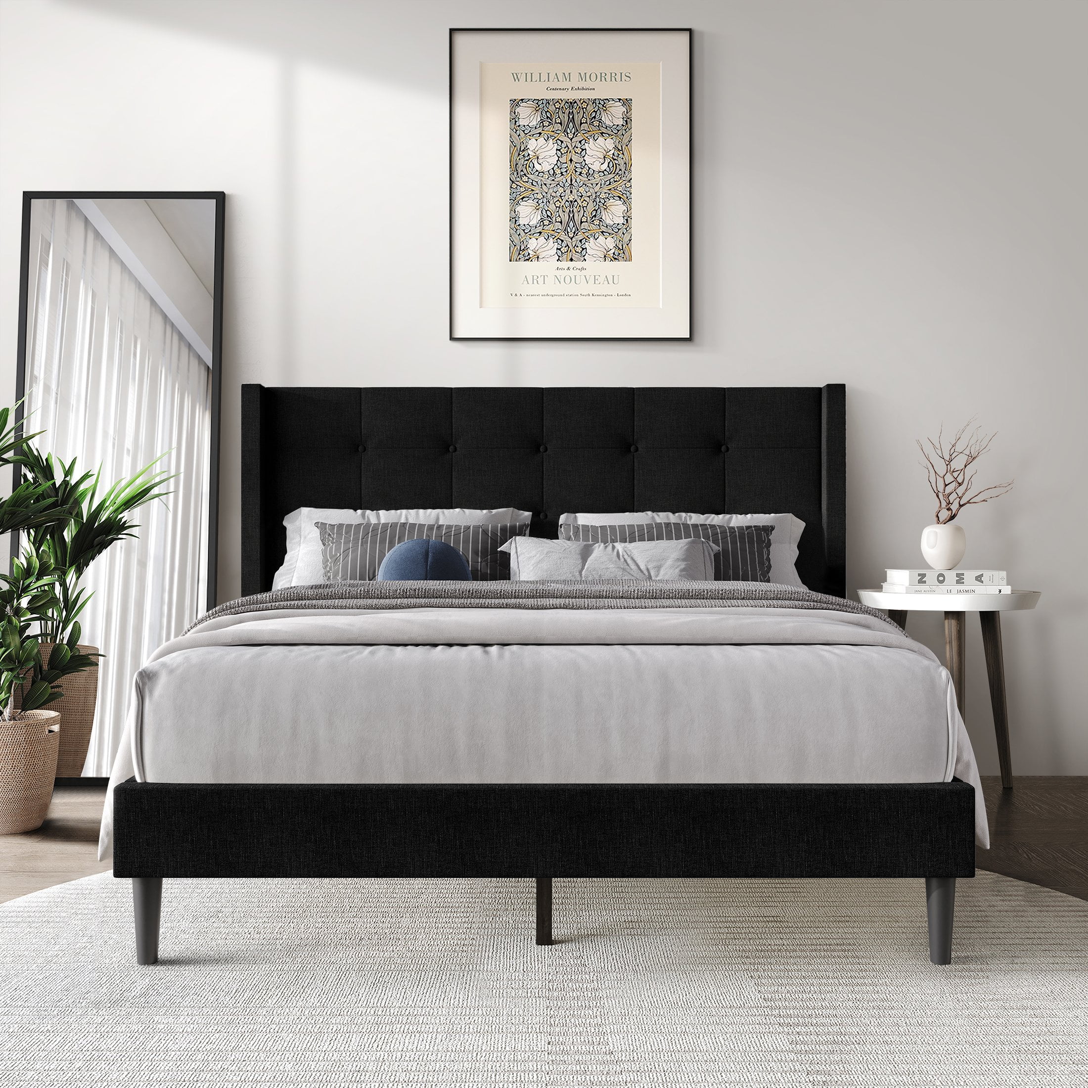 Castle Place Elegance Wingback King Platform Bed, Black - Walmart.com