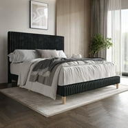 Castle Place Full Size Metal Platform Bed Frame, Modern Geometric Slat ...