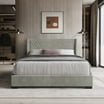 Castle Place Elegant Linen Full Platform Bed with Storage, Charcoal ...