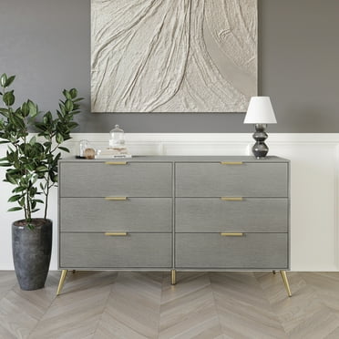 Castle Place Rustic 6 Drawer Wooden Dresser, Light Grey - Walmart.com