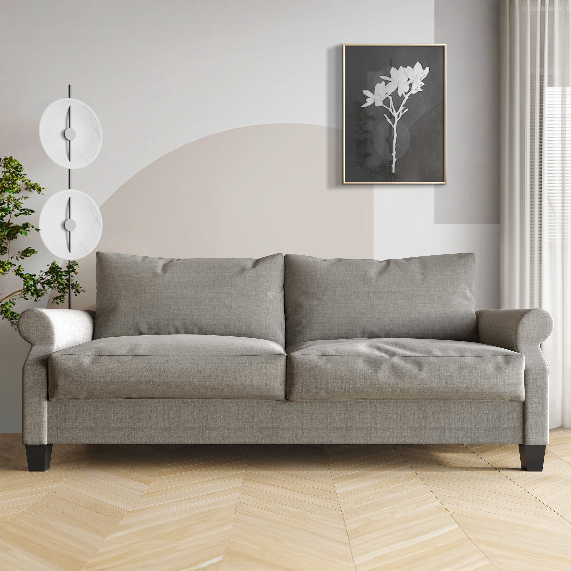 Castle Place Linen Upholstered Sofa, Grey - Walmart.com