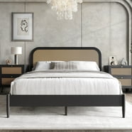 Castle Place Modern Geometric Slat Queen Size Metal Platform Bed, Black ...