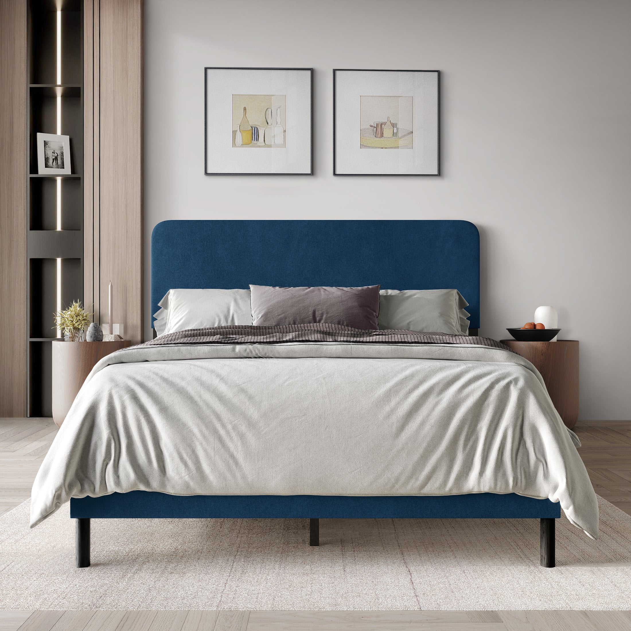 Castle Place Velvet Upholstered Curved Twin Bed, Navy Blue - Walmart.com