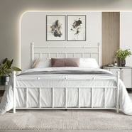 Castle Place Modern Geometric Slat Full Size Metal Platform Bed, Brown ...