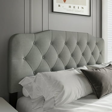 Castle Place Upholstered Tufted Headboard, Light Blue Velvet, King ...