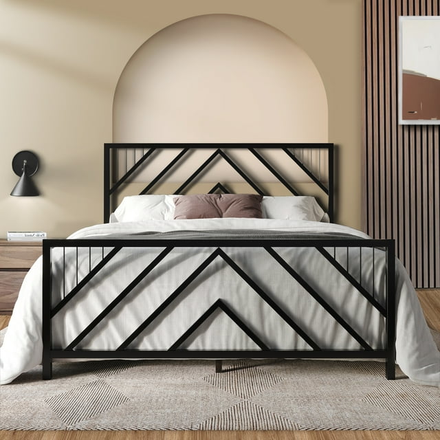 Castle Place Geometric Slat Queen Size Metal Platform Bed - Walmart.com