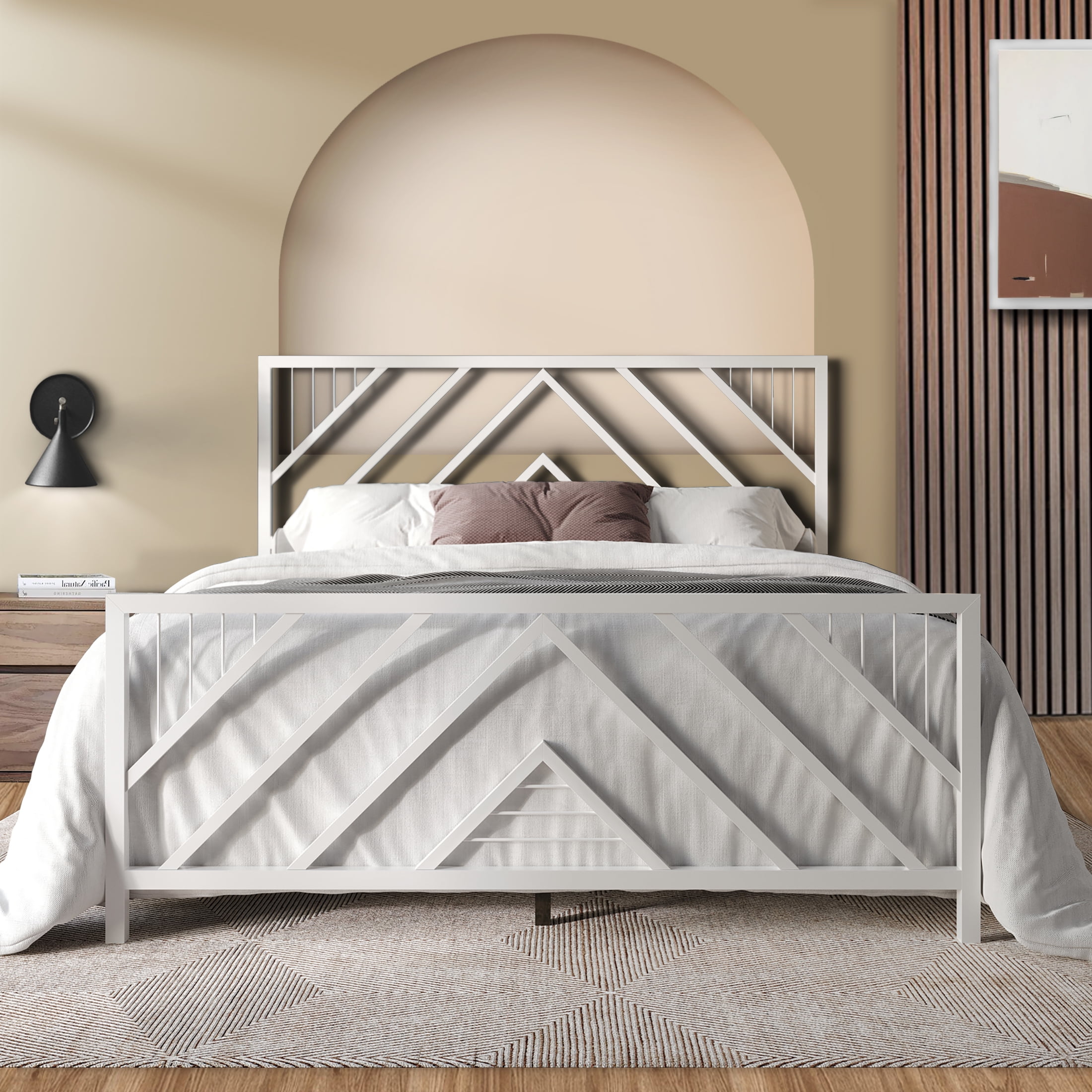 Castle Place Geometric Slat Queen Size Metal Platform Bed - Walmart.com