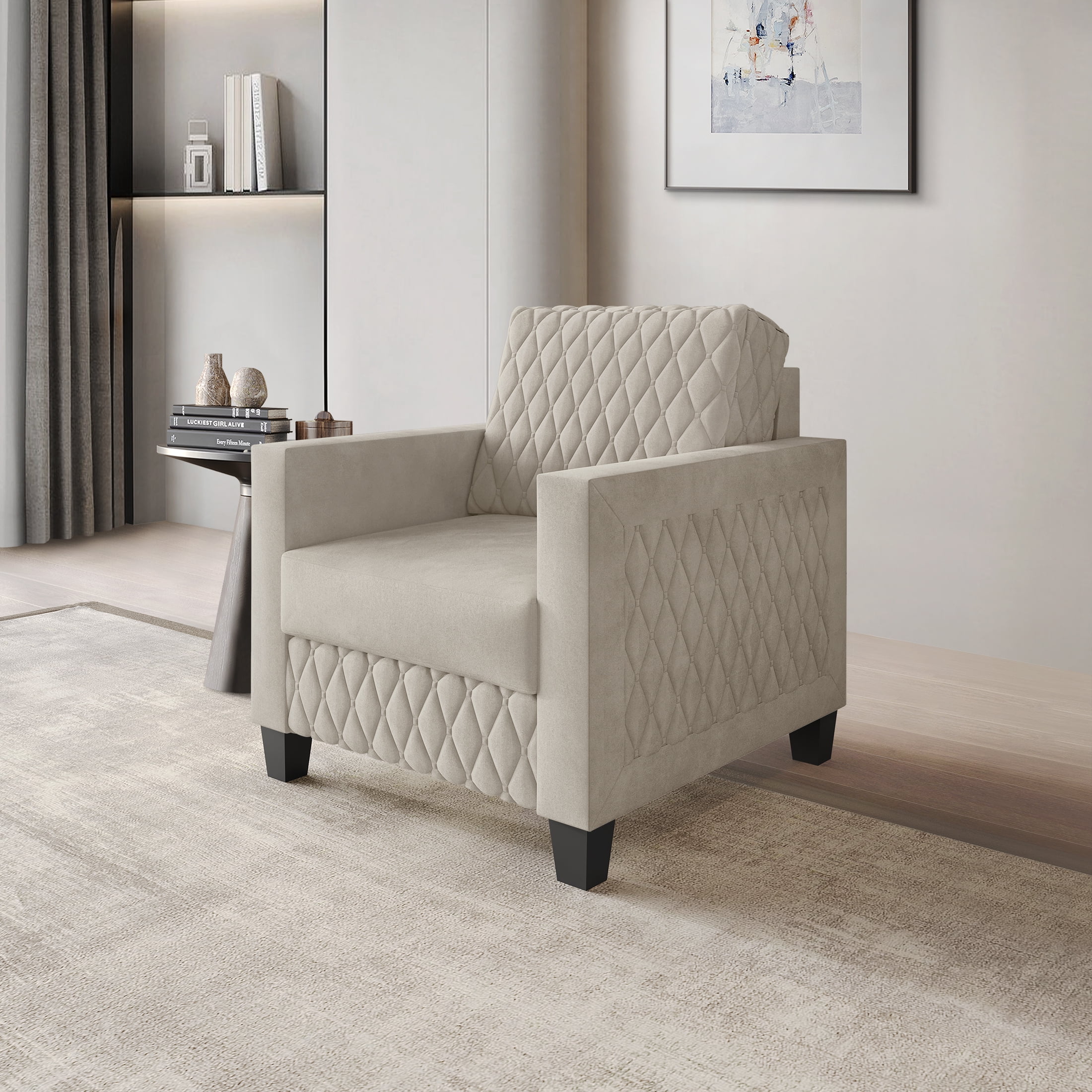 Castle Place Modern Luxe Velevet Diamond Tufted Upholstered Chair ...