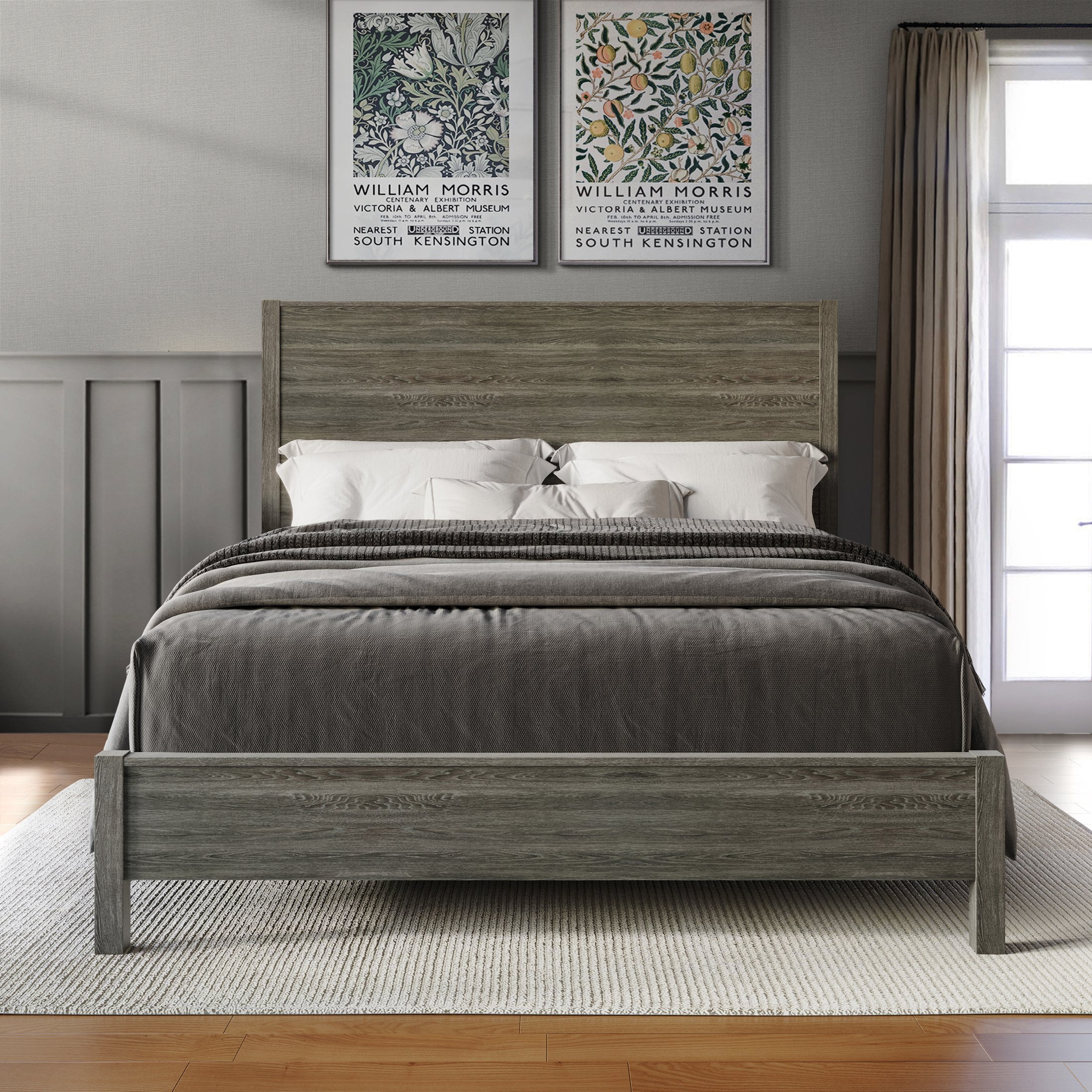 Castle Place Modern Queen Wooden Bed, Dark Grey - Walmart.com