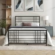 Castle Place Full Size Metal Platform Bed Frame, Modern Geometric Slat ...
