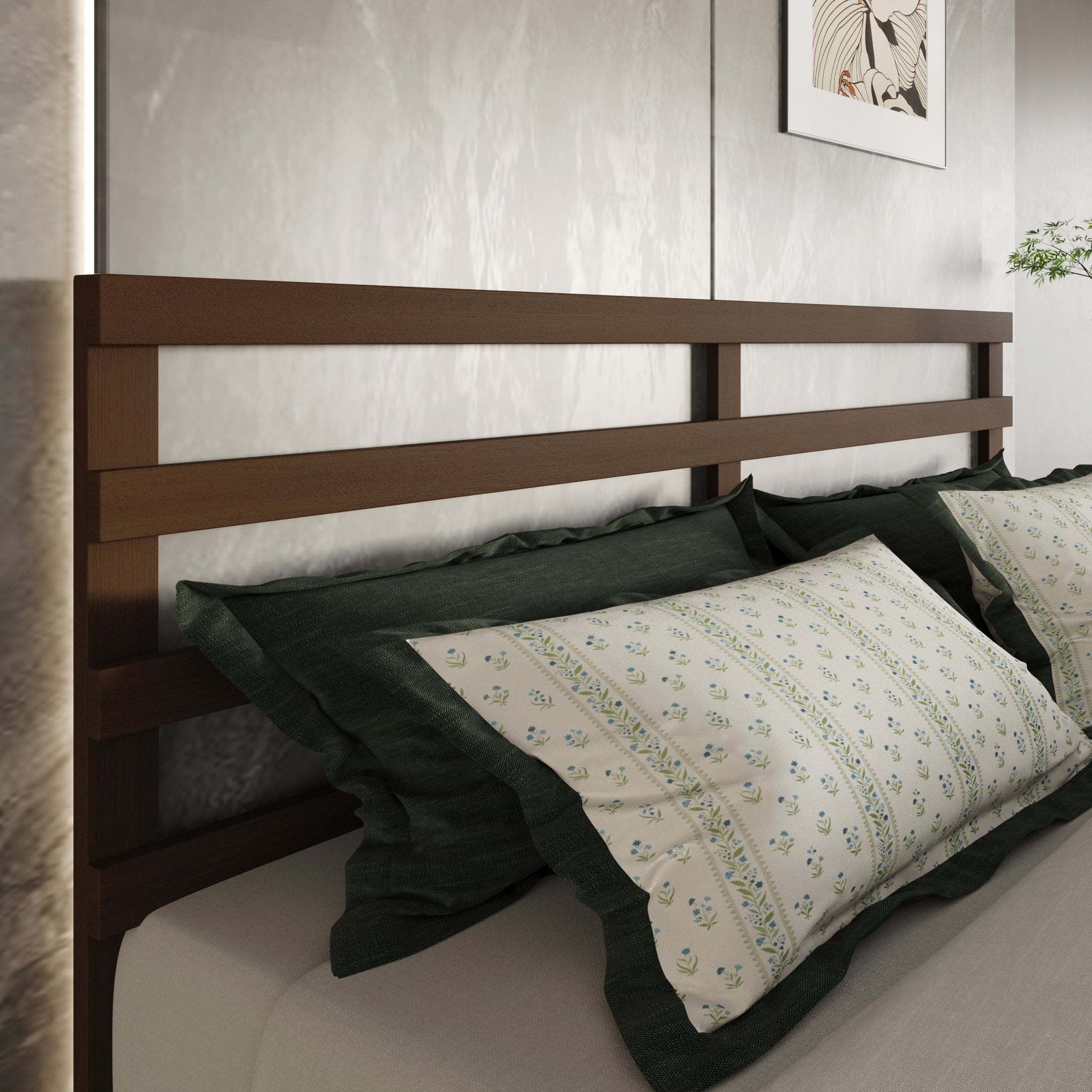 Castle Place Simple King Wooden Slat Headboard, Walnut - Walmart.com