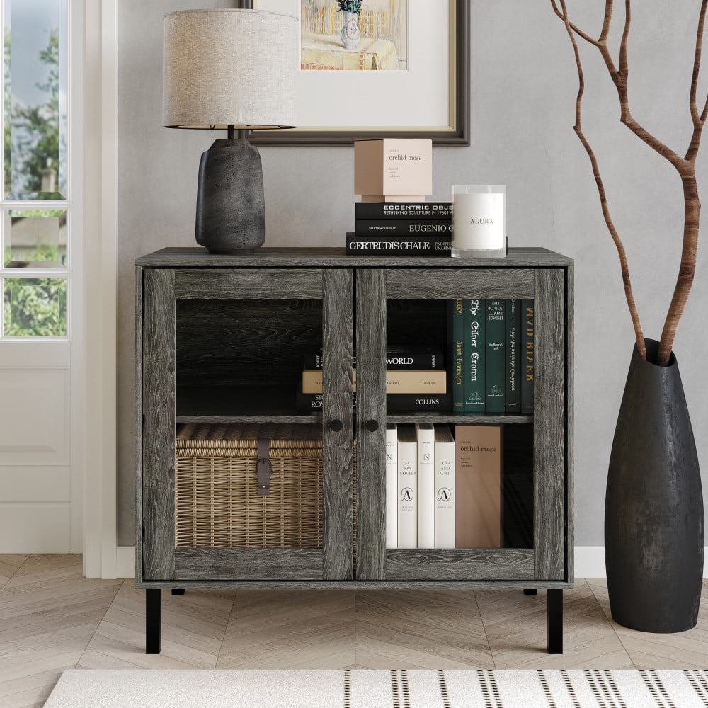 Castle Place Simple Modern Sideboard Buffet Cabinet, Dark Grey ...